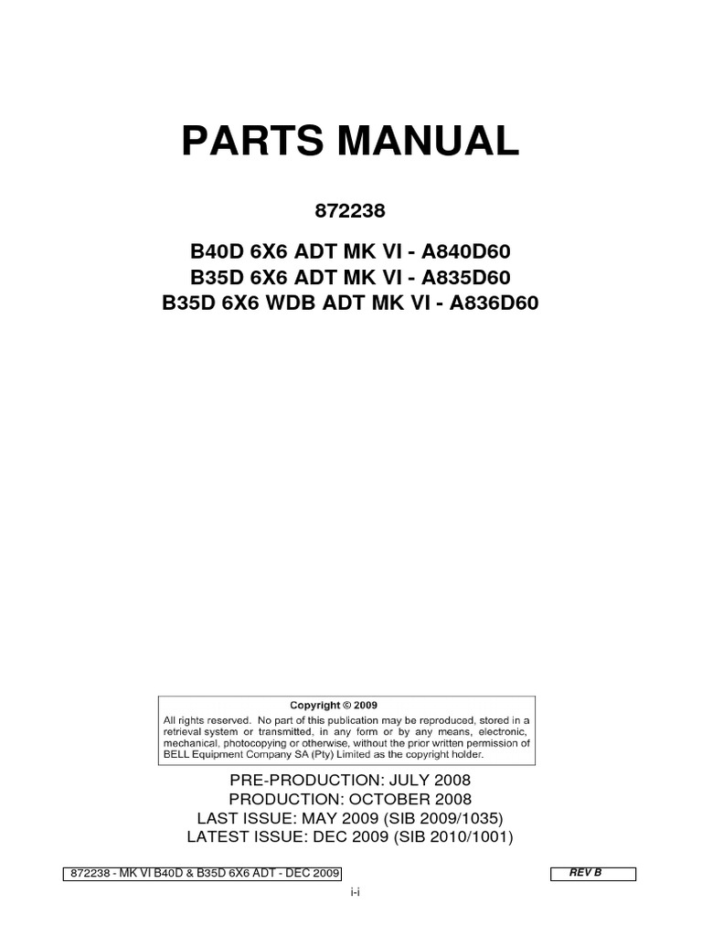 Bell B35D 6X6 ADT MK VI Parts Manual | PDF | Engines | Mechanical ...
