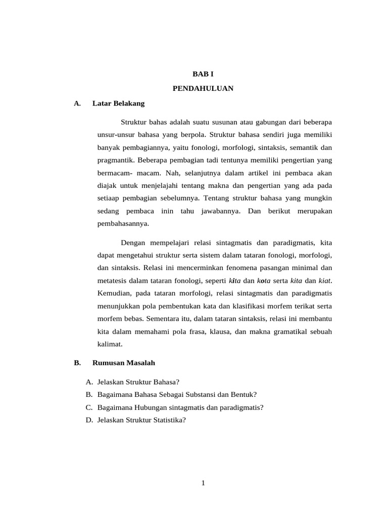 Pembahasan Arija Putri Struktur Bahasaa 1 | PDF