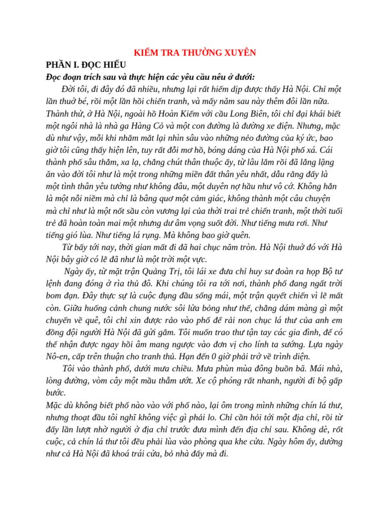 Kiểm tra 11A2 TRUYỆN NGĂN | PDF