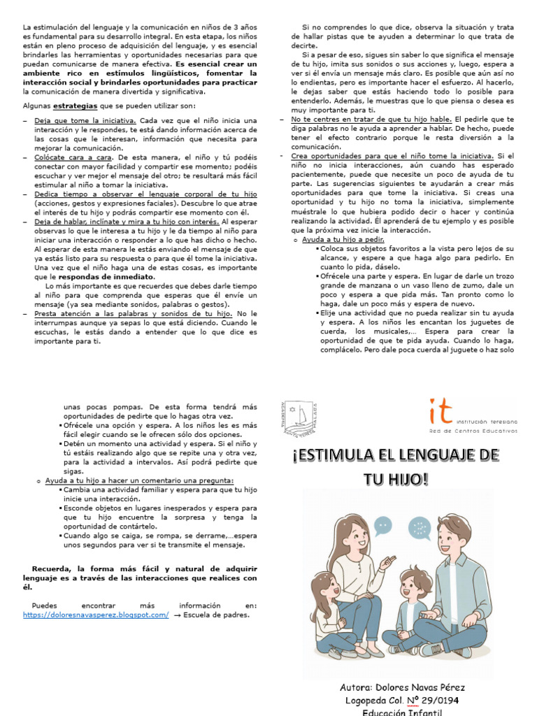 Diptico Comunicacion 3a | PDF | Comunicación | Aquisición de idioma
