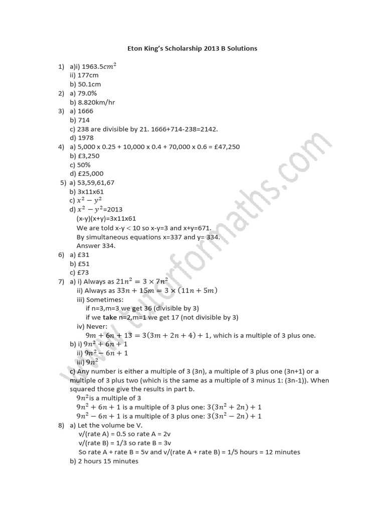 2013 Maths-B-solutions | PDF