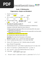 Grade10MathWorksheet IntroductiontoTrigonometry | PDF | Mathematics | Trigonometry