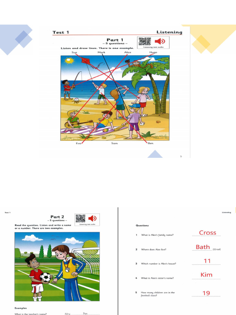 Key - Starters 4 - 2022 - Test 1 | PDF