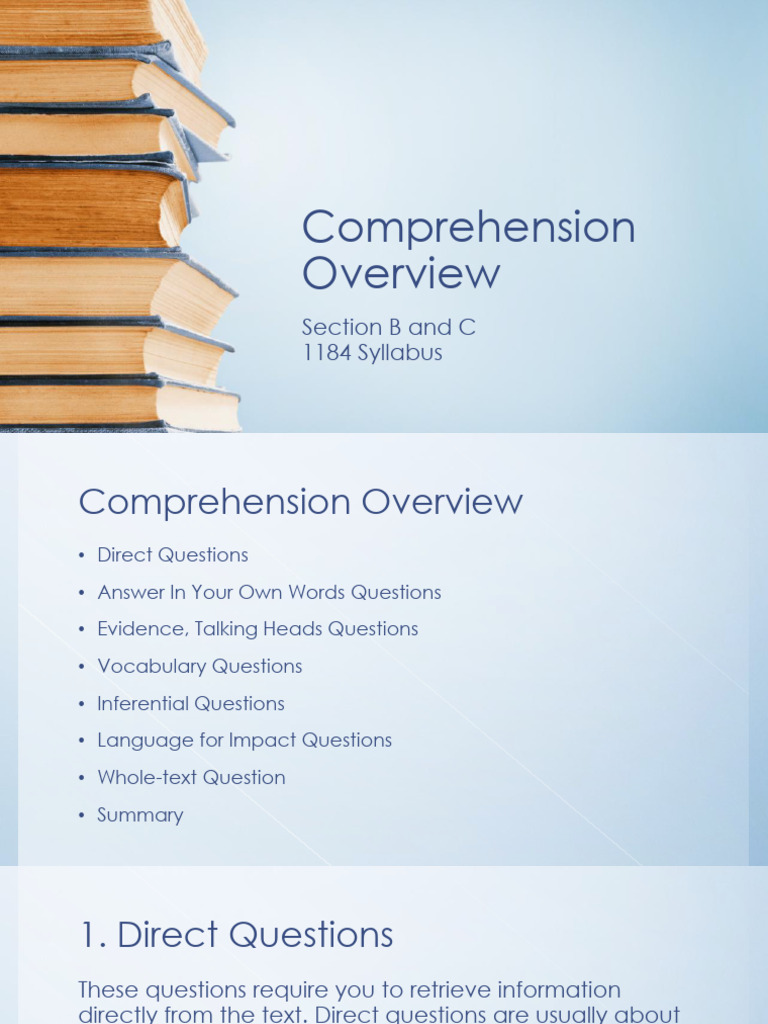 Comprehension Question Types Guide | PDF