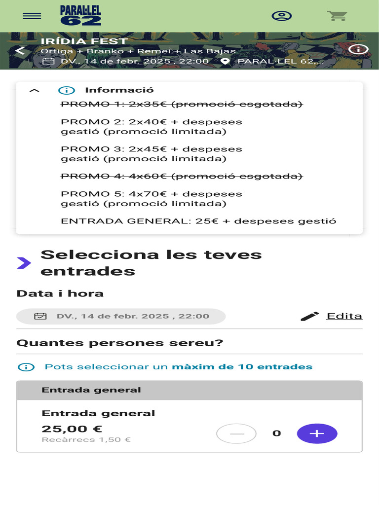 Selecciona Les Teves Entrades Outline Pdf