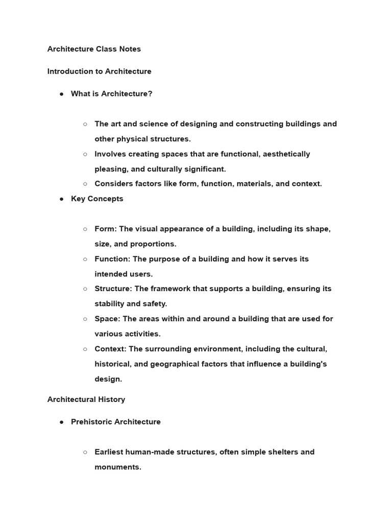 Architecture Class Overview and Notes | PDF | Building | Design