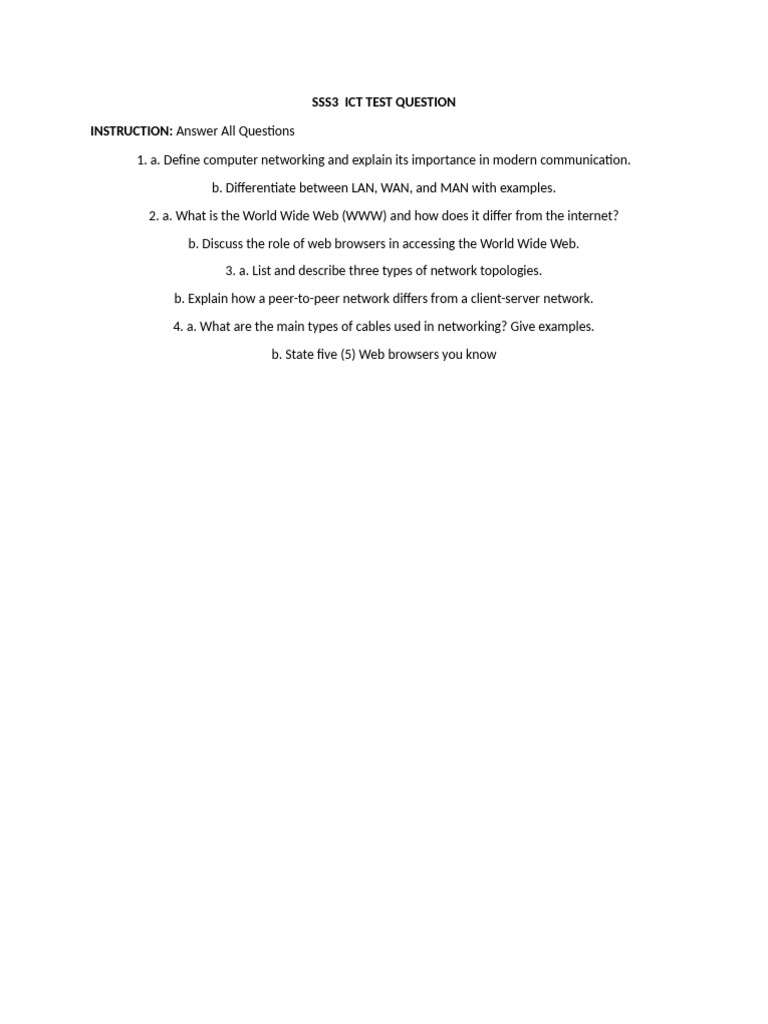 Sss3 Ict Test Question | PDF