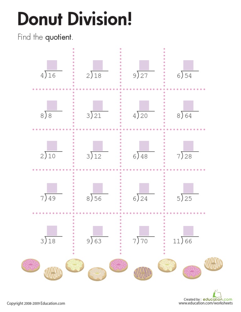 Donut Division Worksheet for Kids | PDF | Home & Garden