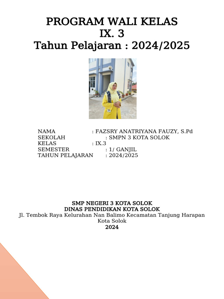 Program Wali Kelas Ix.3 | PDF