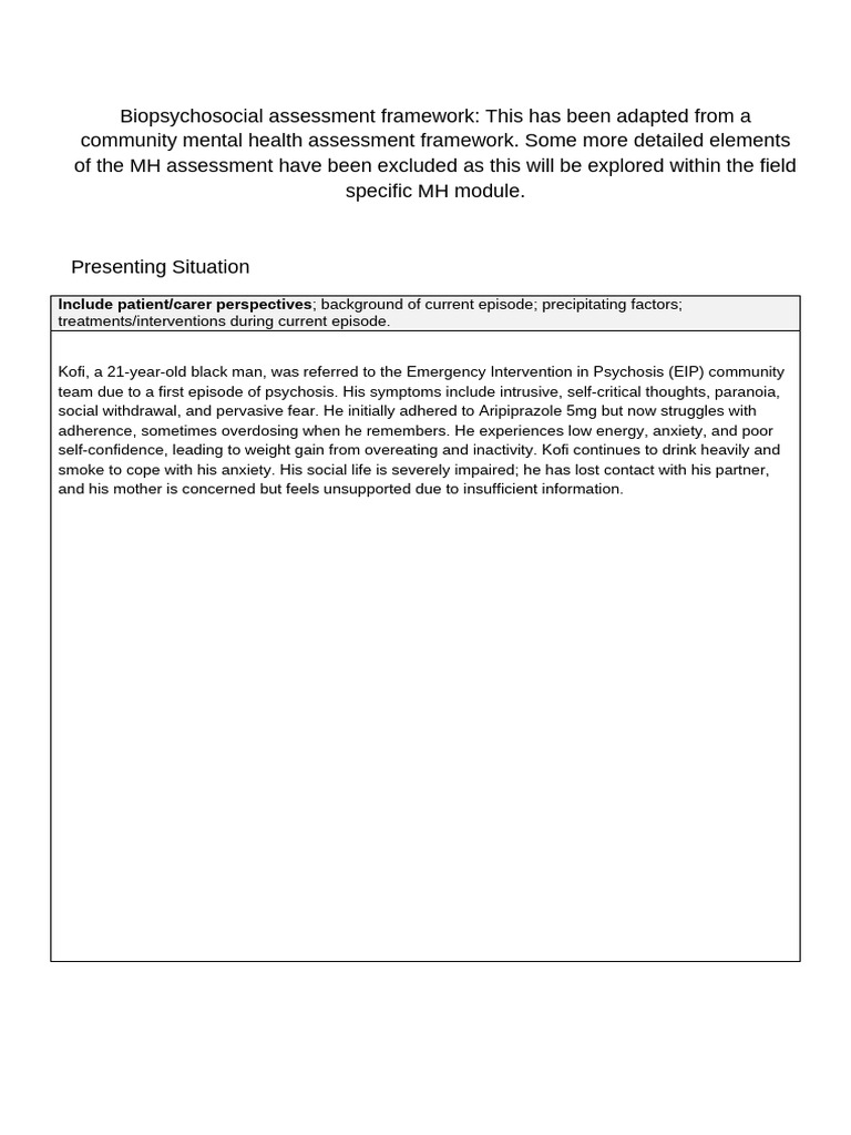 BIOPSYCHOSOCIAL MODEL OF ASSESSMENT-1 | PDF | Substance Use Disorder | Substance Abuse