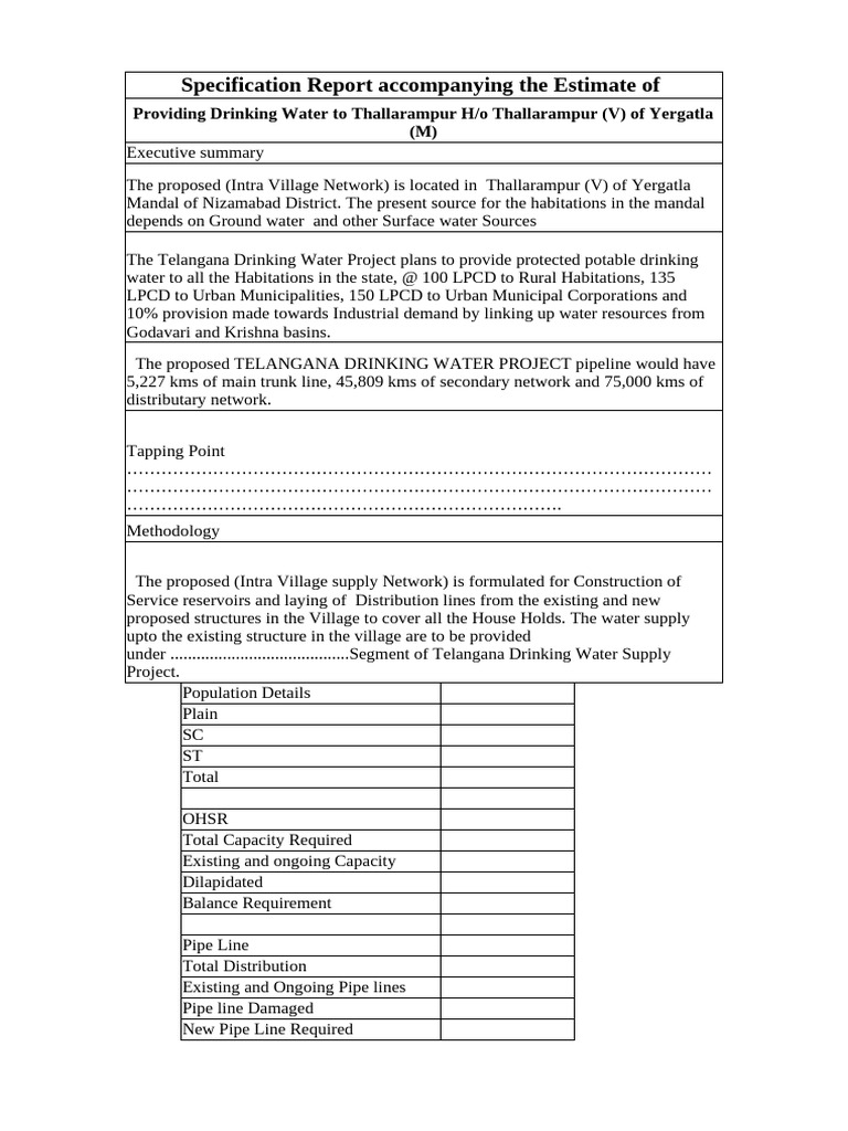 Mallapur OHSR Part Estimate | PDF | Hydrology | Hydraulic Engineering