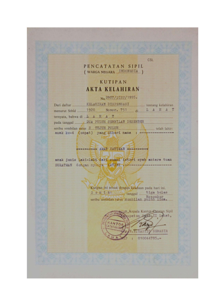 Akta Kelahiran Pak Amat | PDF