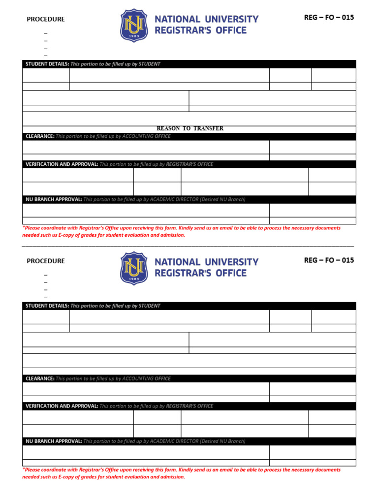 REG-FO-15 - Branch Transfer Form (1) | PDF