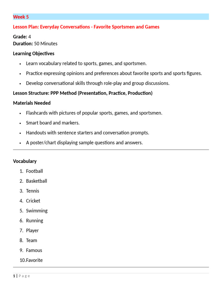 Conversation Program Grade 4 Second Term Weeks 5 Up | PDF | Teaching ...