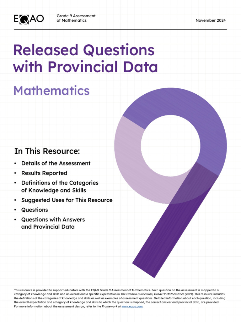 Math Resource Released Questions g9 24 | PDF | Educational Assessment ...