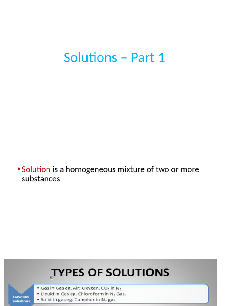 Solutions PPT Part 1 | PDF | Solubility | Gases