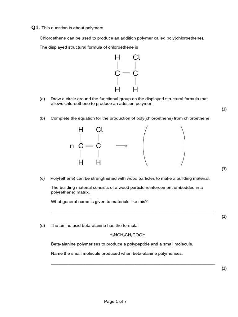 GCSE Chemistry AQA C10 PPQs | PDF | Polymers | Water