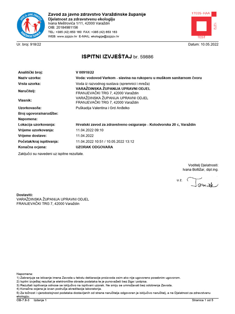 B-Analiza-Mre-A - 8.9.2022. Kvaliteta Varkom Vode | PDF