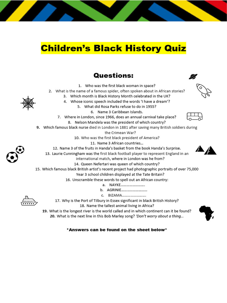 Kids' Black History Quiz | PDF