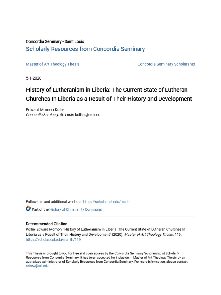 Lutheranism in Liberia: Current State | PDF | Liberia | Lutheranism