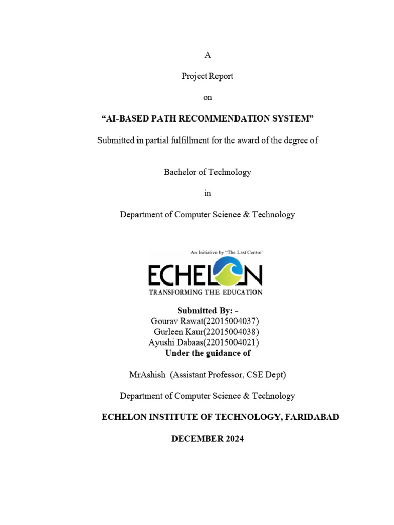 PROJECT REPORT4 | PDF | Artificial Intelligence | Intelligence (AI) & Semantics