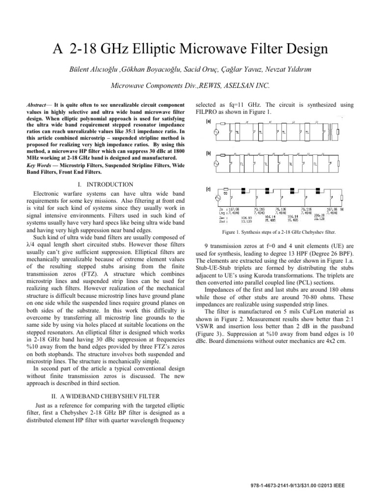 2 To 18 GHZ - Elliptic - Microwave - Filter - Design | PDF | Electronic ...