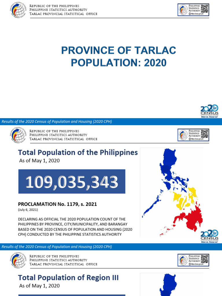 Tarlac City Population 2020 Census Data | PDF | Statistical Data Sets ...