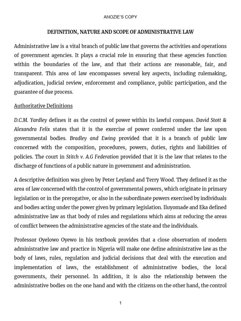 Overview of Administrative Law Scope | PDF | Administrative Law | Rule ...