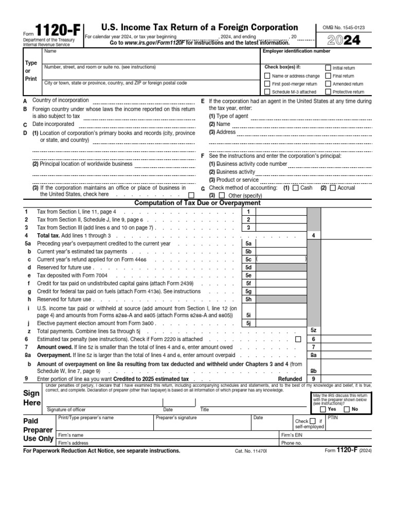 2024 U.S. Tax Return for Foreign Corporations | PDF | Equity (Finance ...