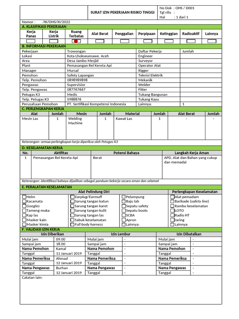 Form Work Permit | PDF