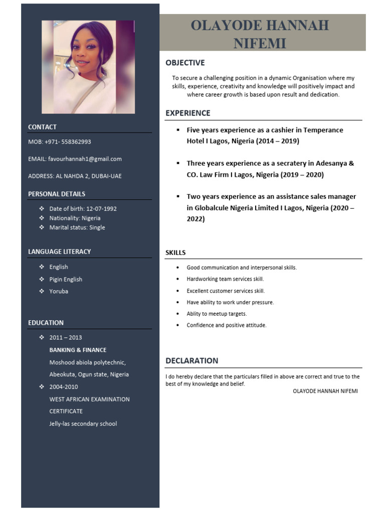 OLAYODE HANNAH NIFEMI cv (4) | PDF