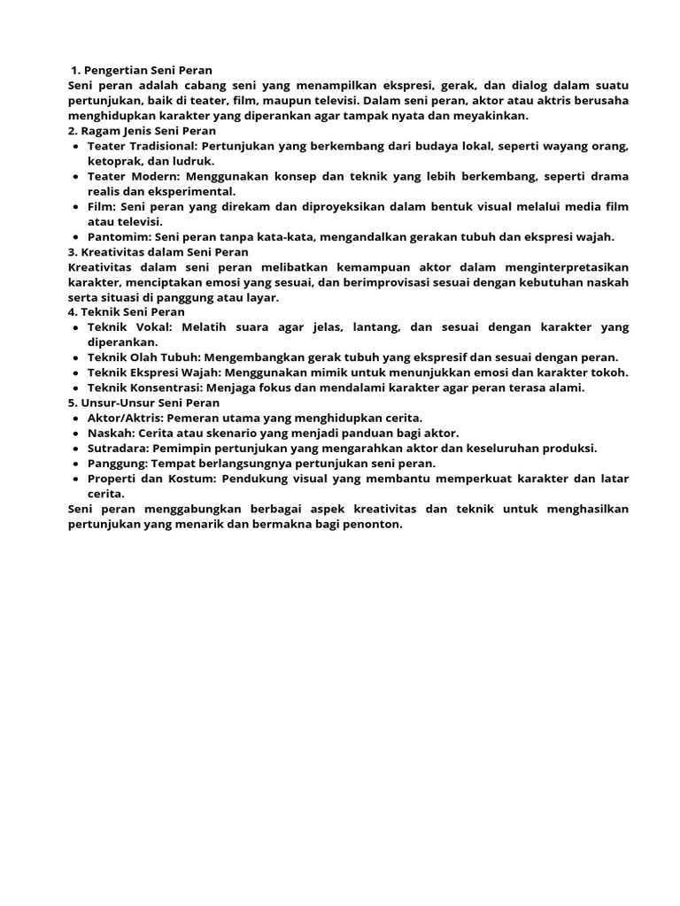 Pengertian Seni Peran Seni Peran Adalah Cabang Seni Yang Menampilkan ...