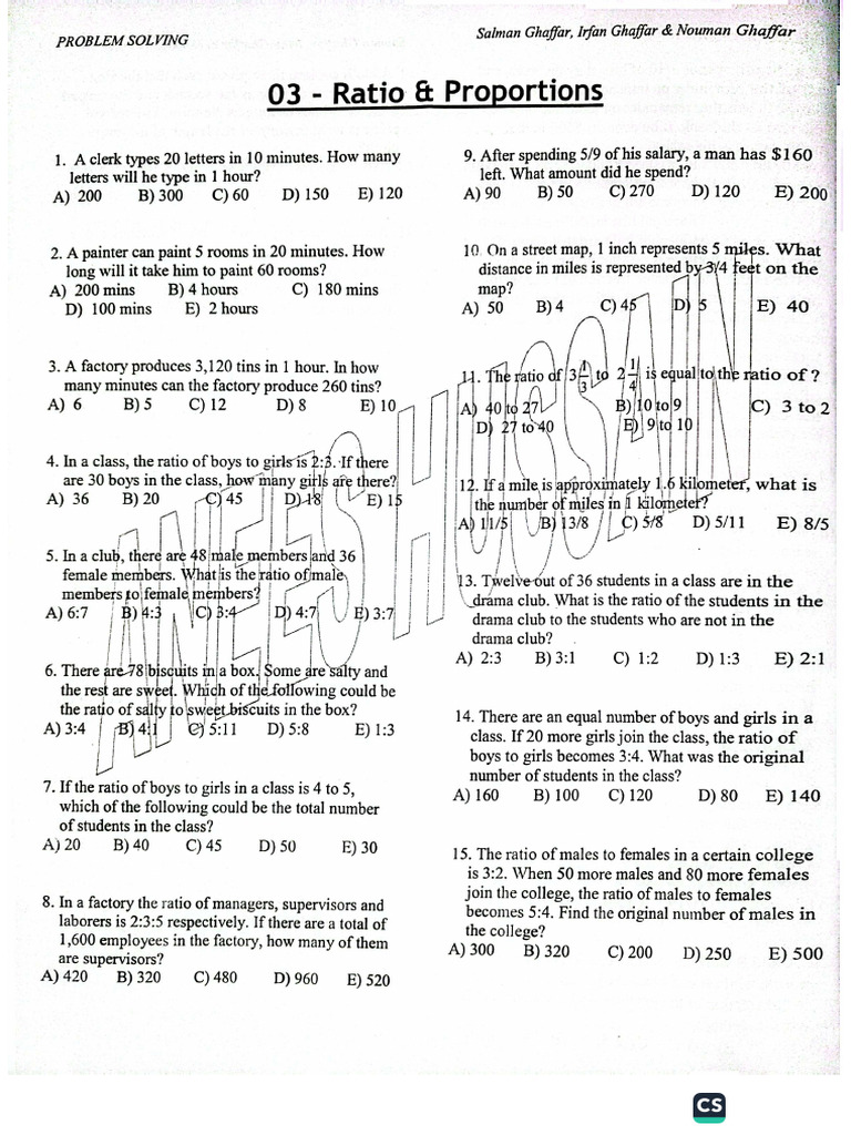 BCAT Ratios and Proportion | PDF