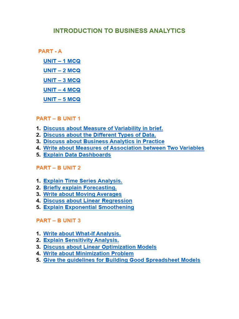 Iba Notes With Links | PDF | Forecasting | Analytics
