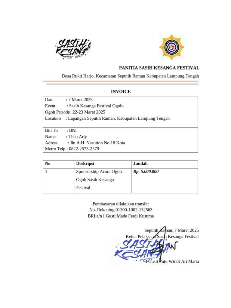 Invoice Pt. Bni | PDF