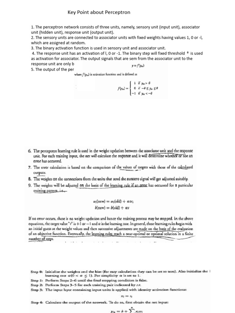 Perceptron Network Overview and Training | PDF