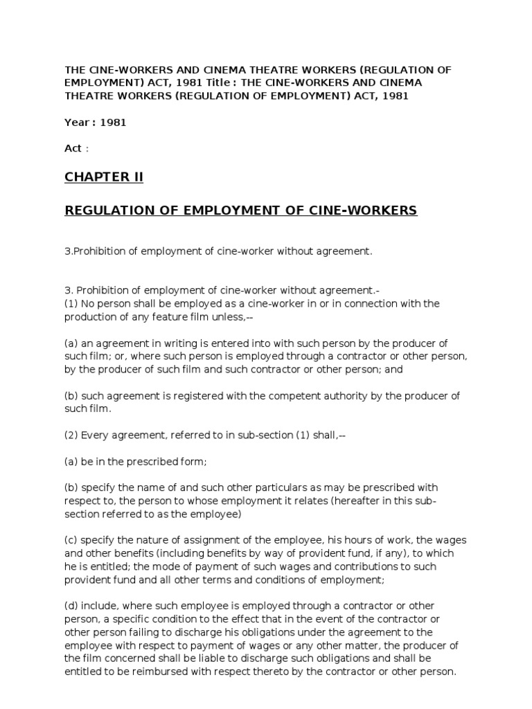 Regulation of Employment of Cine-Workers | PDF | Tribunal | Magistrate