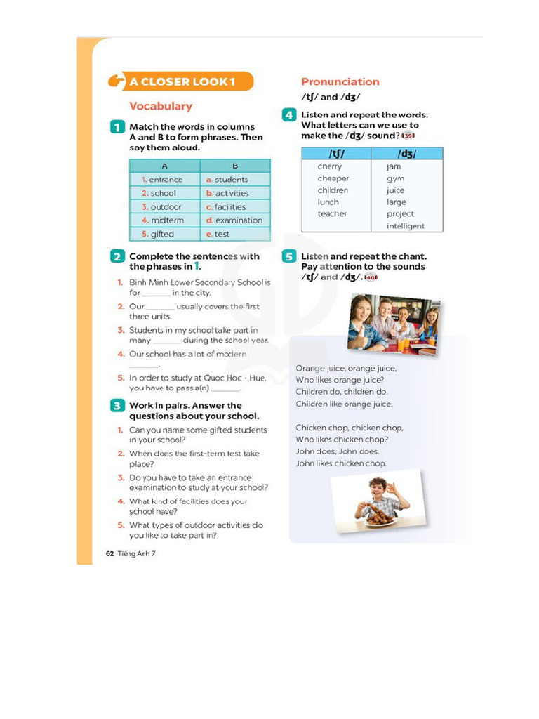 School Activities Lesson Plan | PDF | Vocabulary | Phrase