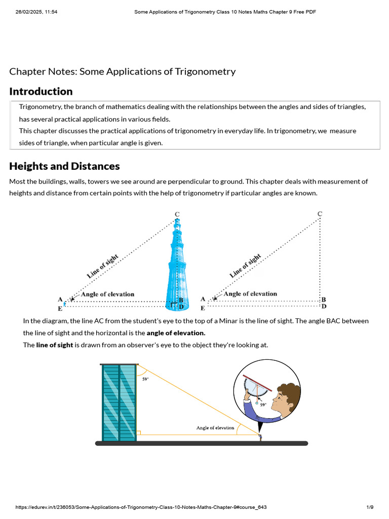 Some Applications of Trigonometry All Applications | PDF | Trigonometry ...