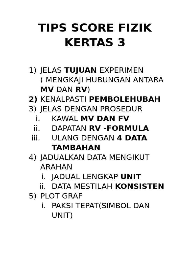 Tips Score Fizik Kertas 3 | PDF