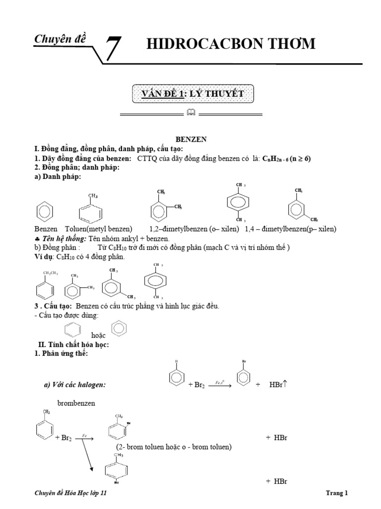 Ly Thuyet Va Cac Dang Bai Tap Chuyen de Hidrocacbon Thom | PDF