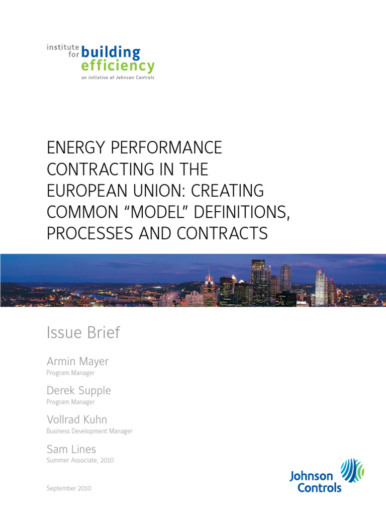 Institute BE-Energy Performance Contracting in The EU - Common Models ...