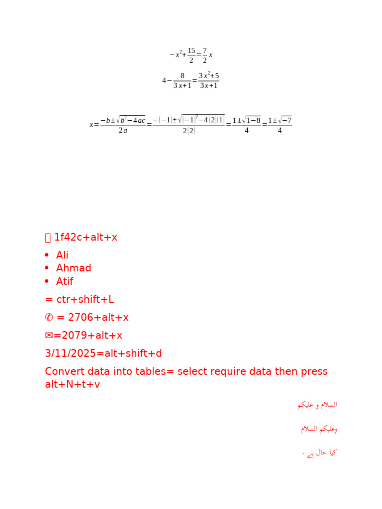 Math Equations and Data Formatting Guide | PDF