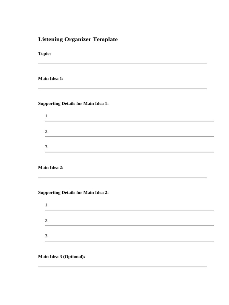 Listening Organizer Template | PDF