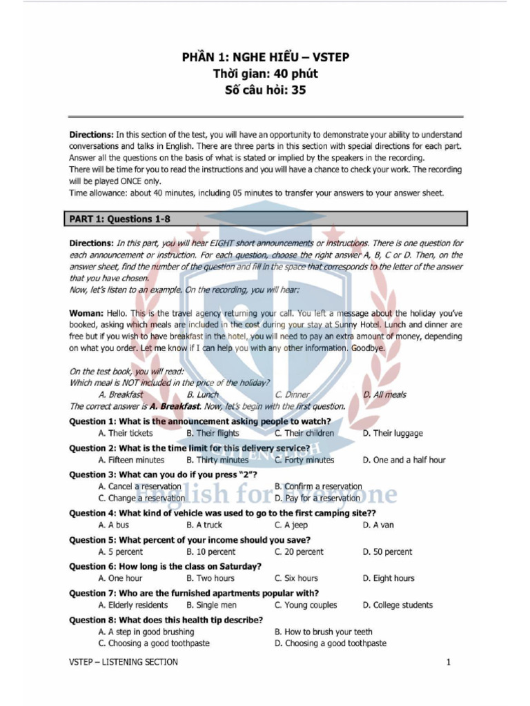 De Luyen Nghe Tieng Anh b1 | PDF