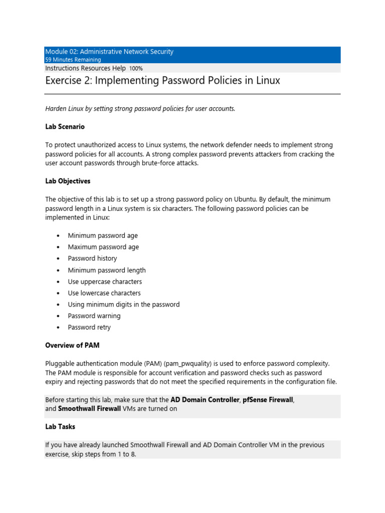 2.2 Implementing Password Policies in Linux | PDF | Password | Sudo
