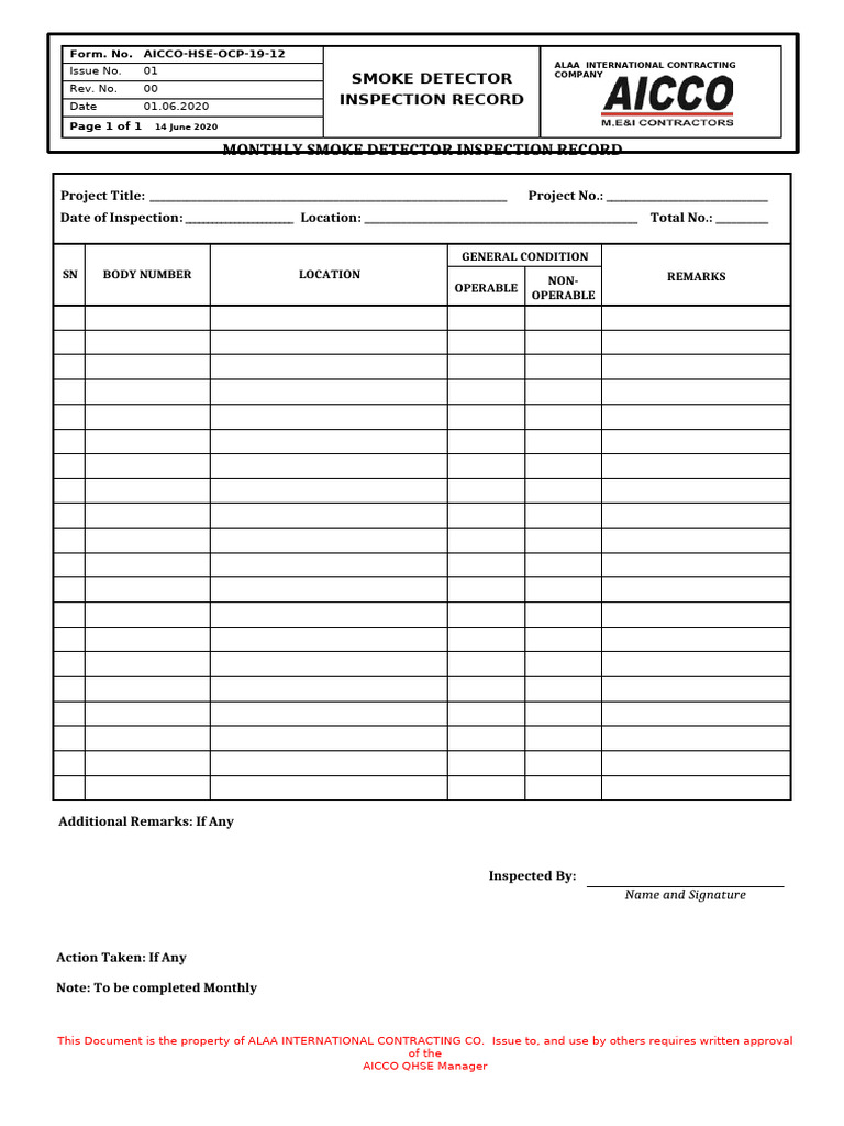 5. Smoke Detector Inspection Record | PDF