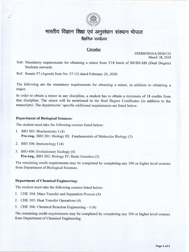 Minor Requirements for BS/BS-MS Students | PDF | Mechanics | Social ...