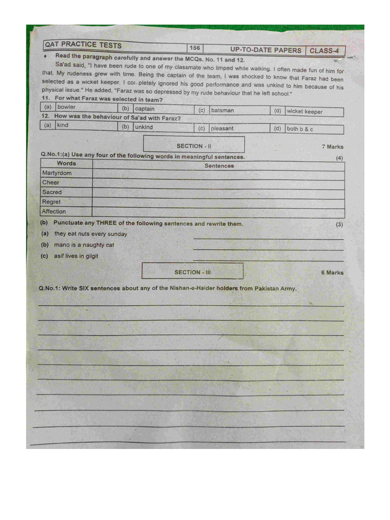 Class 4 Qat | PDF