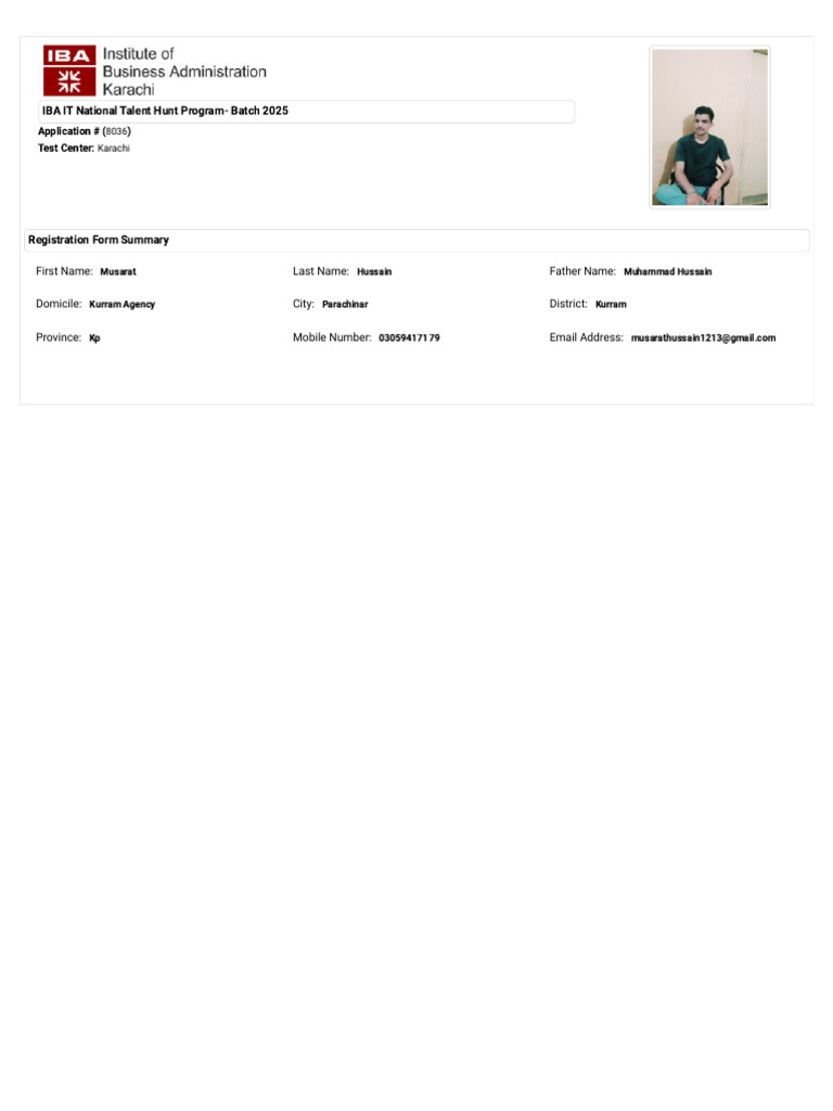 Online Registration - IBA Karachi | PDF